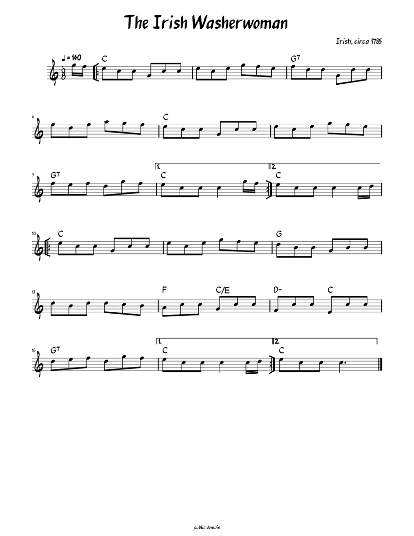 The Irish Washerwoman (Lead sheet ) Sheet music for Piano (Solo) Easy ...