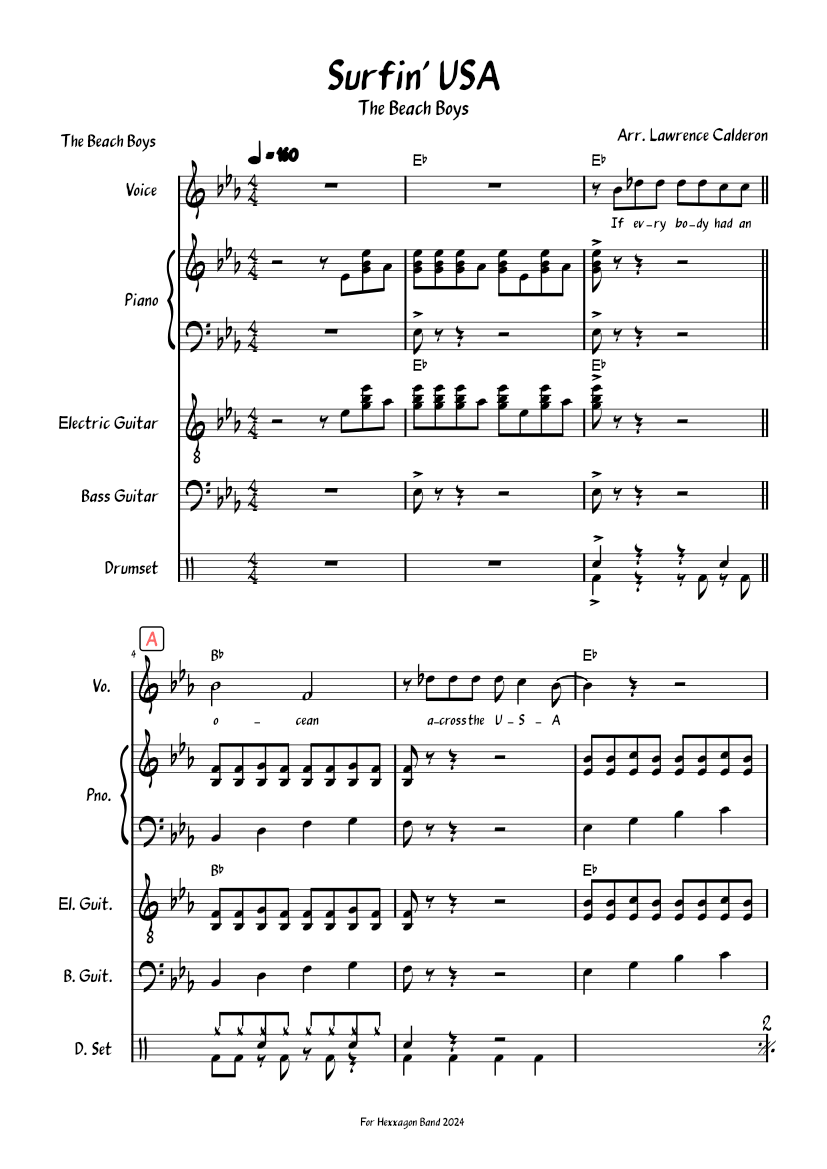 Surfin' U.S.A. – The Beach Boys Sheet music for Piano, Guitar, Bass ...