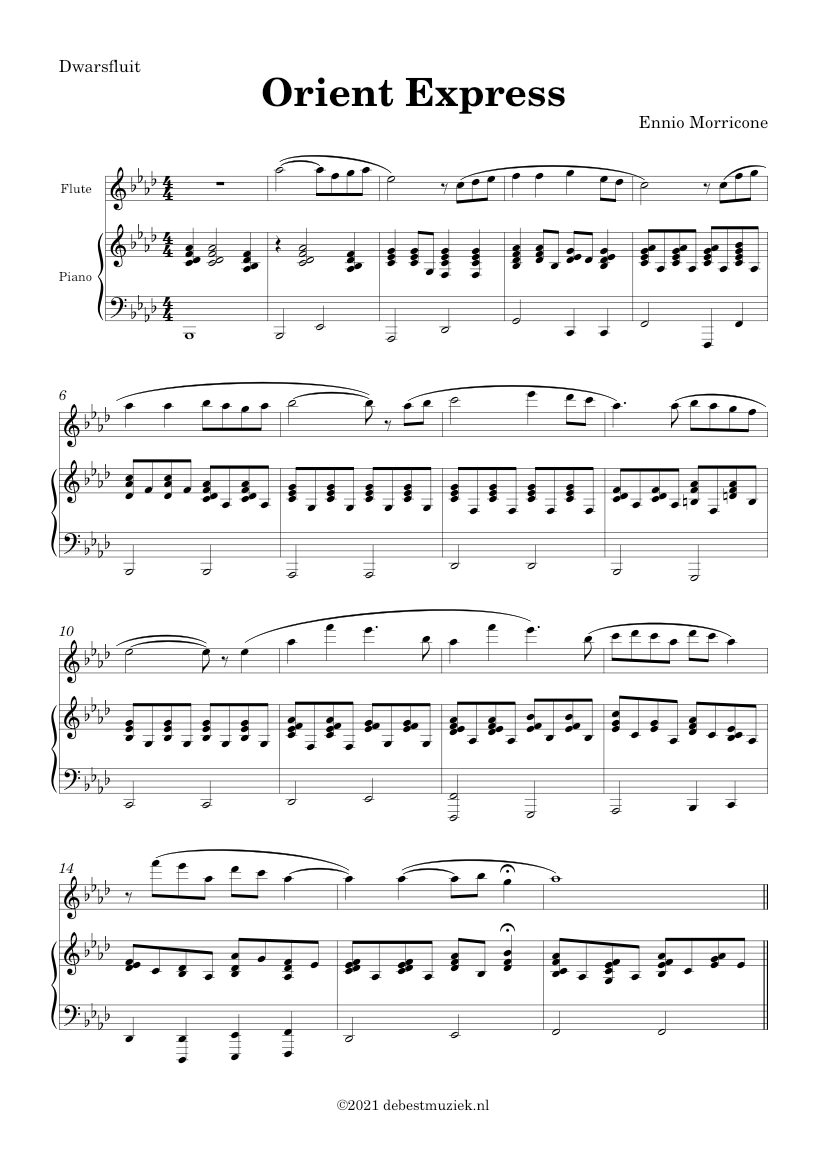 Orient Express – Ennio Morricone Sheet Music for Piano, Flute (Solo ...