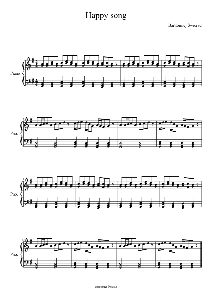 Happy song Sheet music for Piano (Solo) | Musescore.com
