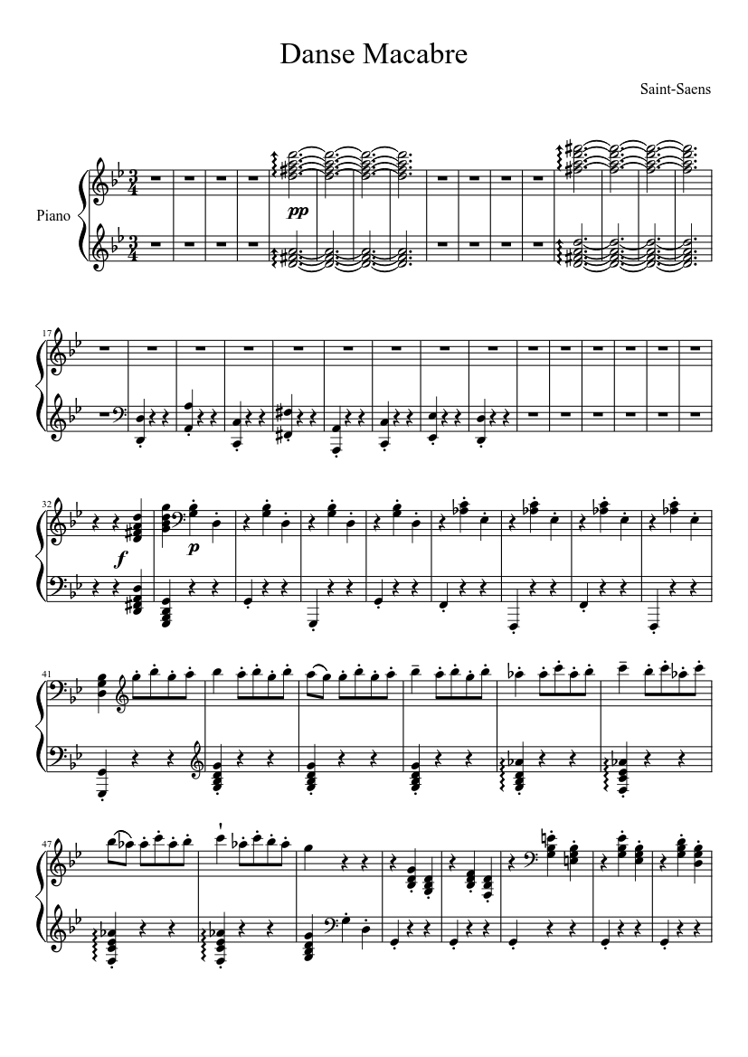Danse Macabre Sheet Music for Piano (Solo) | MuseScore.com