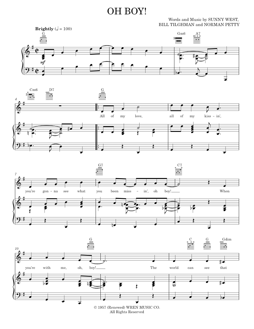 Oh Boy! Sheet music for Piano, Vocals: Music Notes