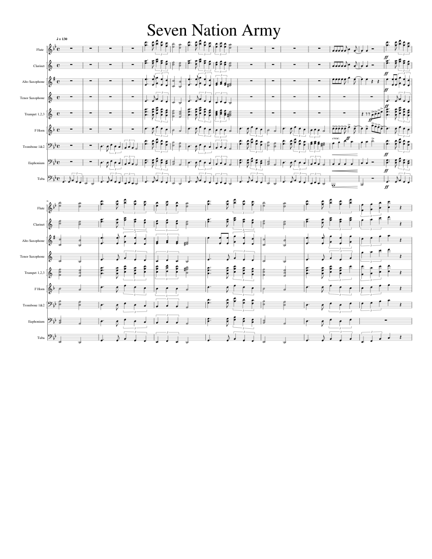 Seven Nation Army Sheet music for Trombone, Euphonium, Tuba, Flute ...