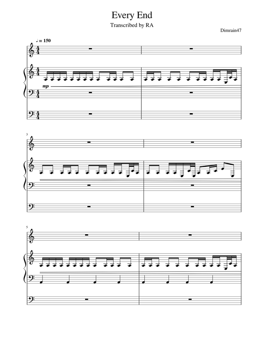 Dimrain47 - Every End Sheet music for Piano (Piano Four Hand ...