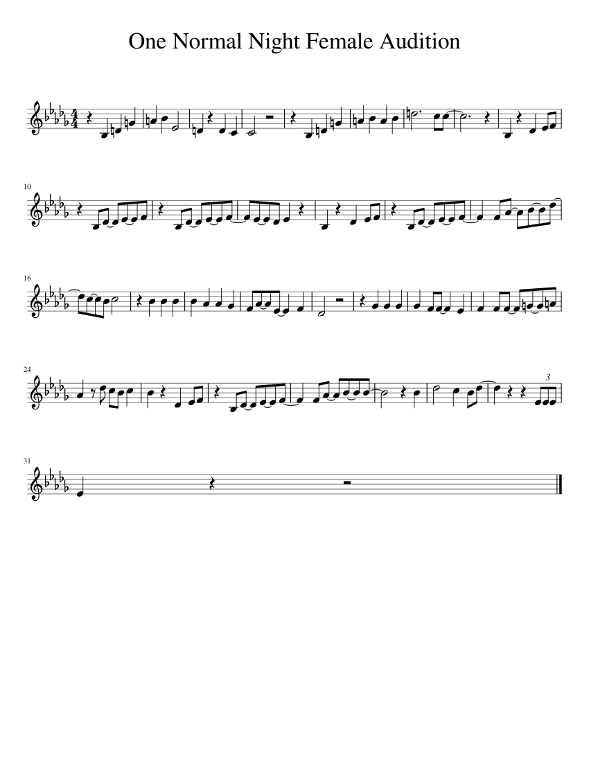 One Normal Night Female Audition Sheet music for Piano (Solo) Easy ...