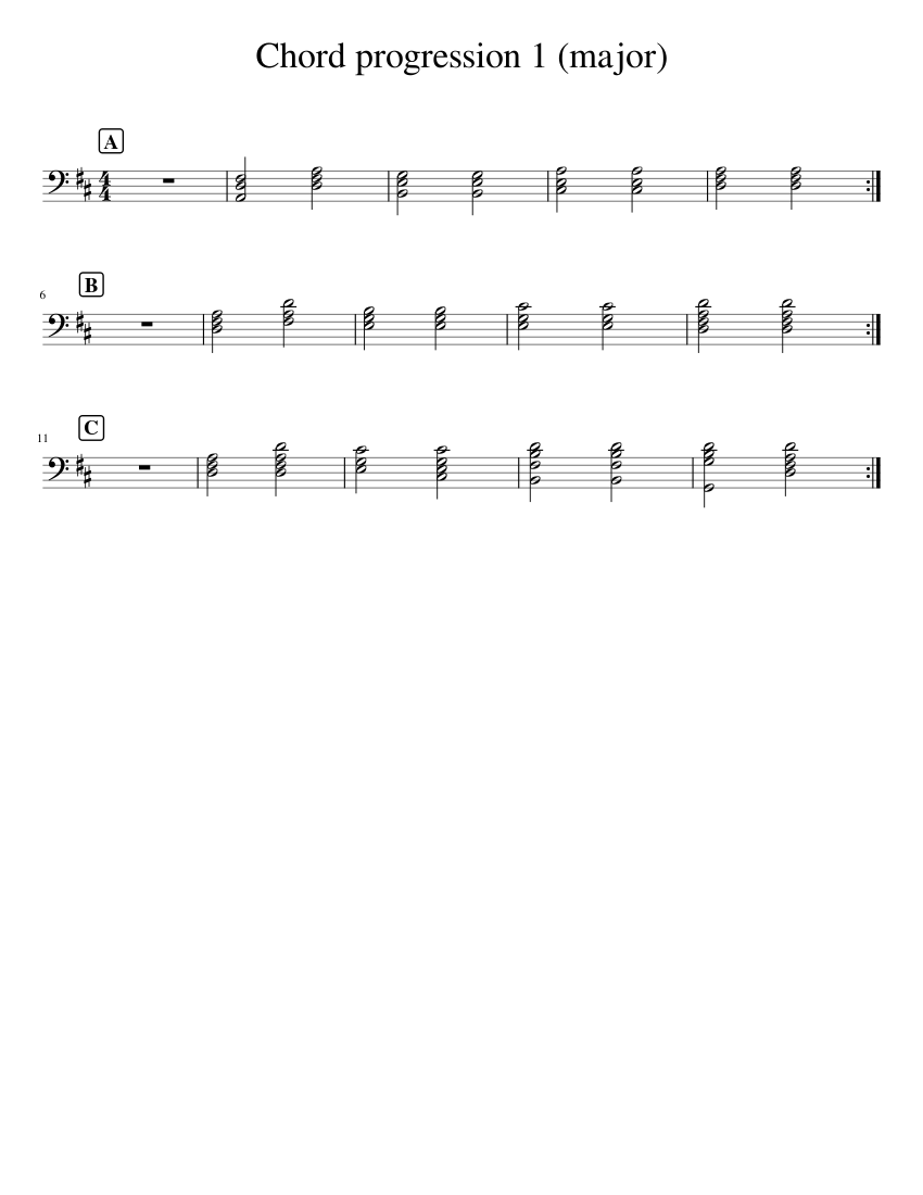 Chord progressions major Sheet music for Piano (Solo) Easy | Musescore.com