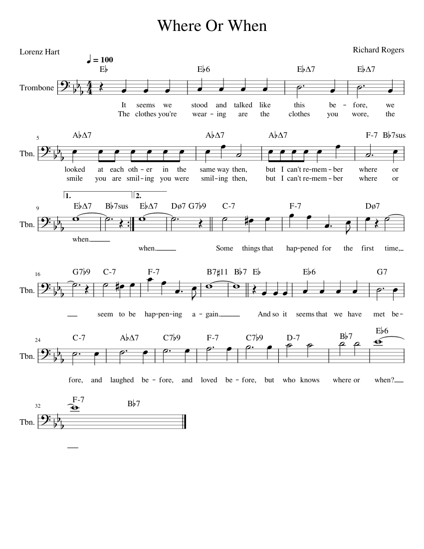 Where Or When Sheet Music For Trombone Solo Musescore where-or-when-sheet-music-for-trombone-solo-musescore
