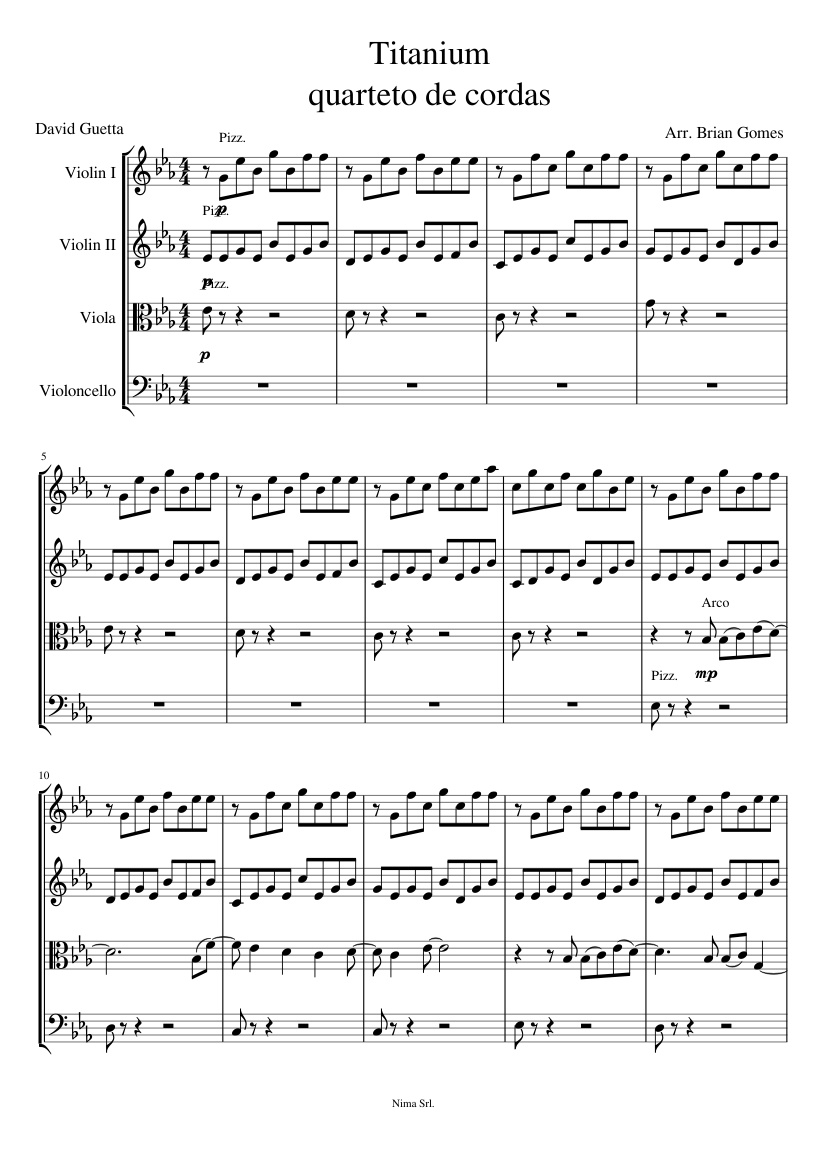 titanium - string quartet Sheet music for Violin, Viola, Cello (String Quartet) | Musescore.com