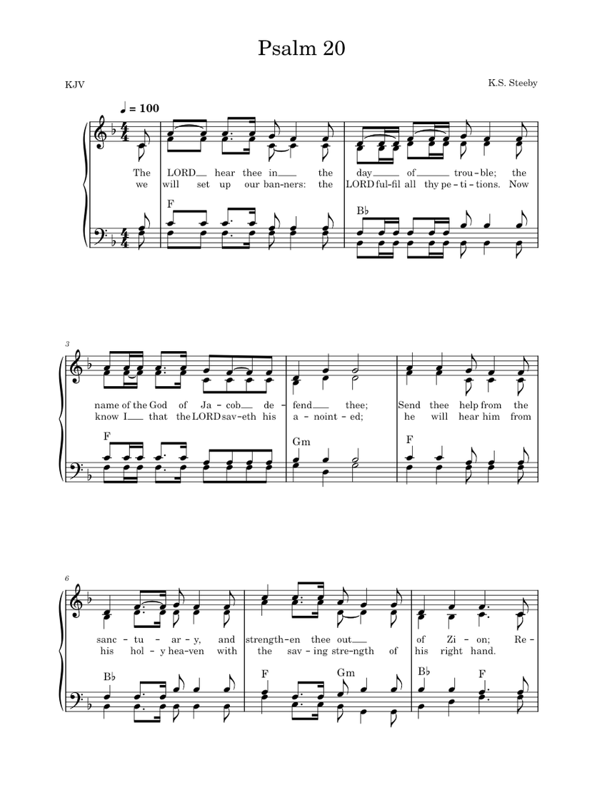 Psalm 20 - K.S. Steeby Sheet music for Piano (SATB) | Musescore.com