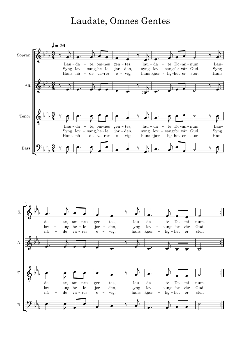Laudate Omnes Gentes Sheet Music for Piano (SATB) | MuseScore.com