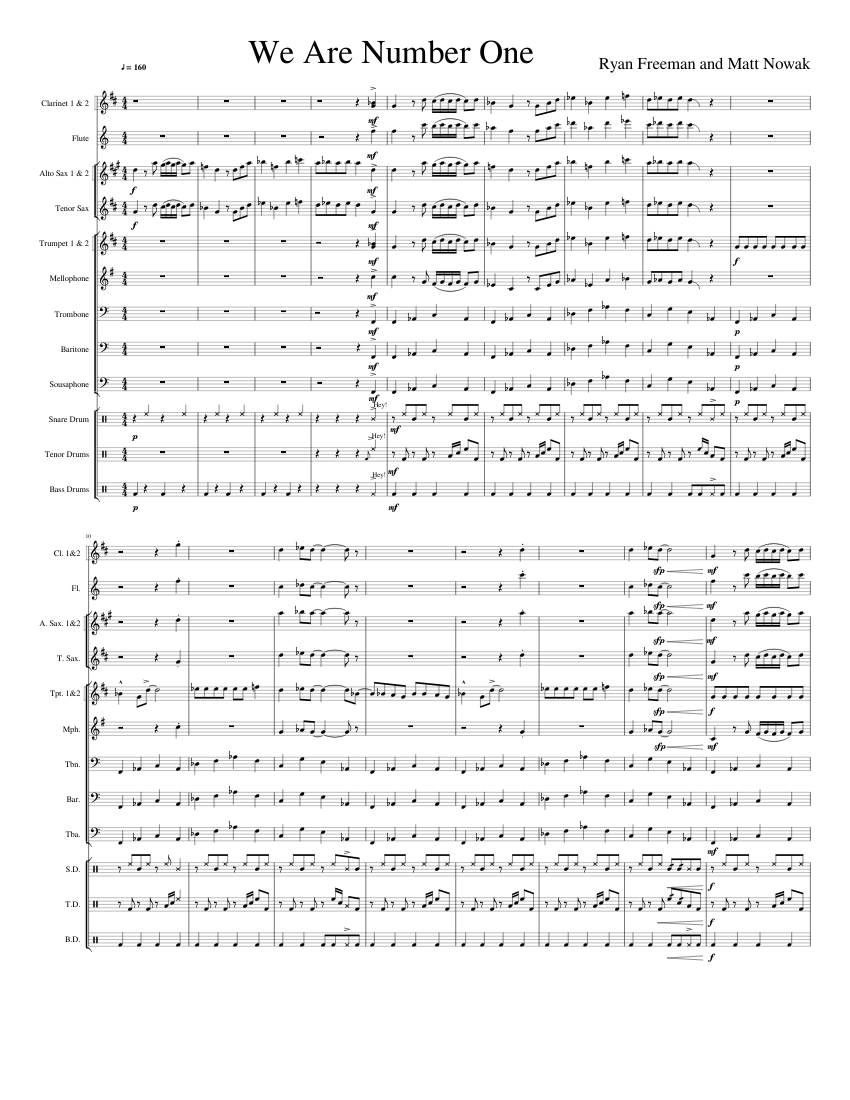 We Are Number One Sheet music for Trombone, Tuba, Flute, Clarinet in b ...