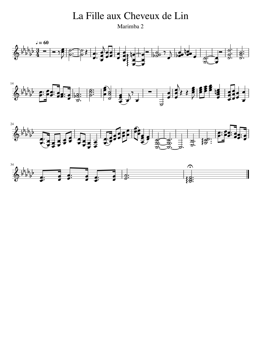 La Fille aux Cheveux de Lin Sheet music for Piano (Solo) Easy ...