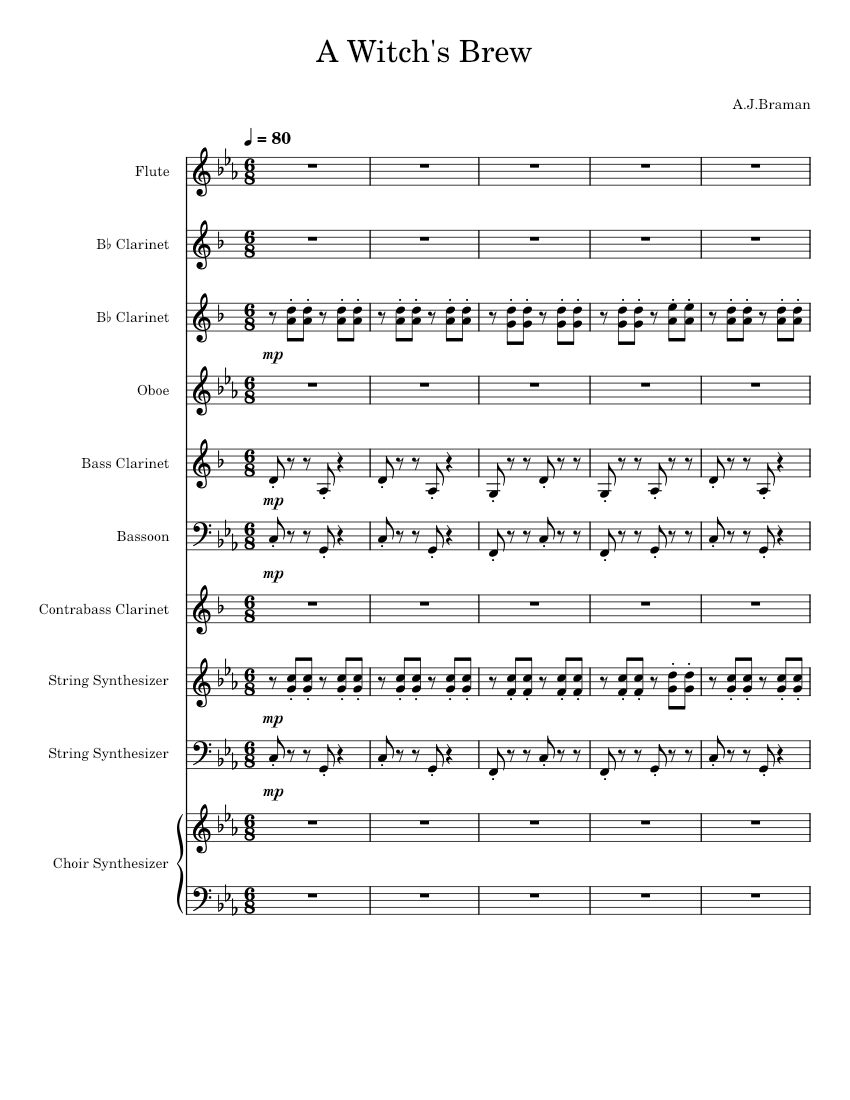 A Witches Brew Sheet music for Flute, Oboe, Clarinet in b-flat ...
