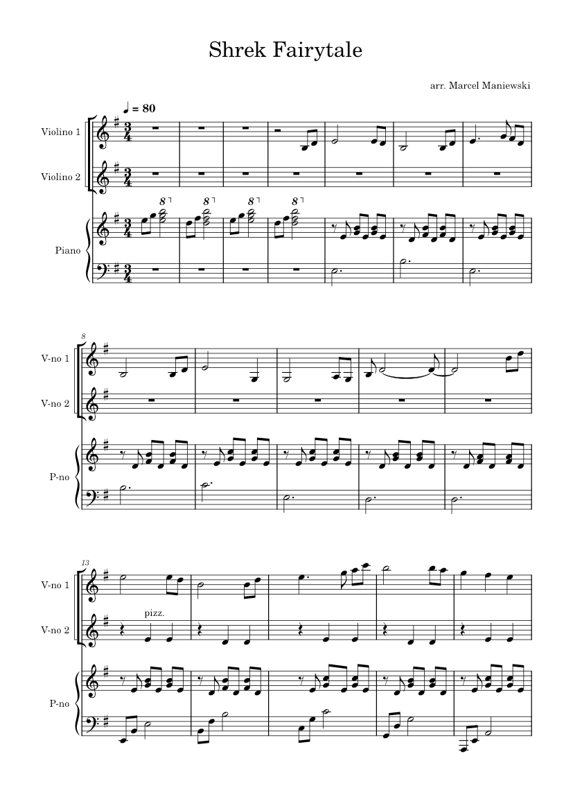 Shrek Fairytale for piano and 2 violins Shrek_Fairytale.mscz Sheet ...