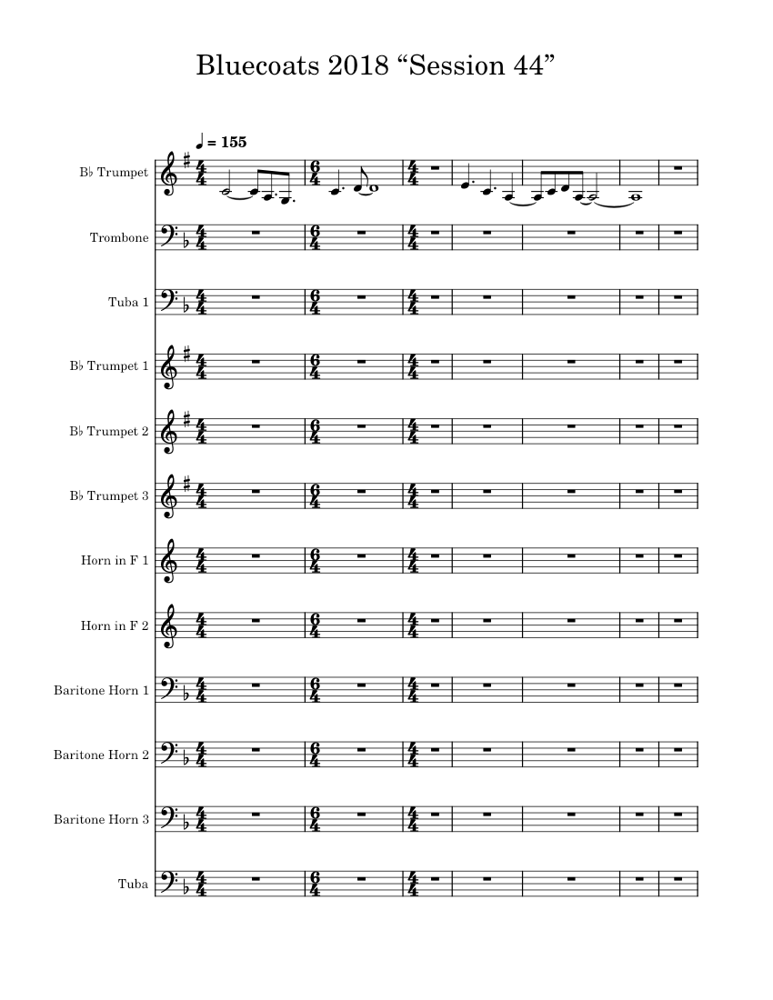 Bluecoats 2018 “Session 44” Sheet music for Trombone, Tuba, Trumpet in ...