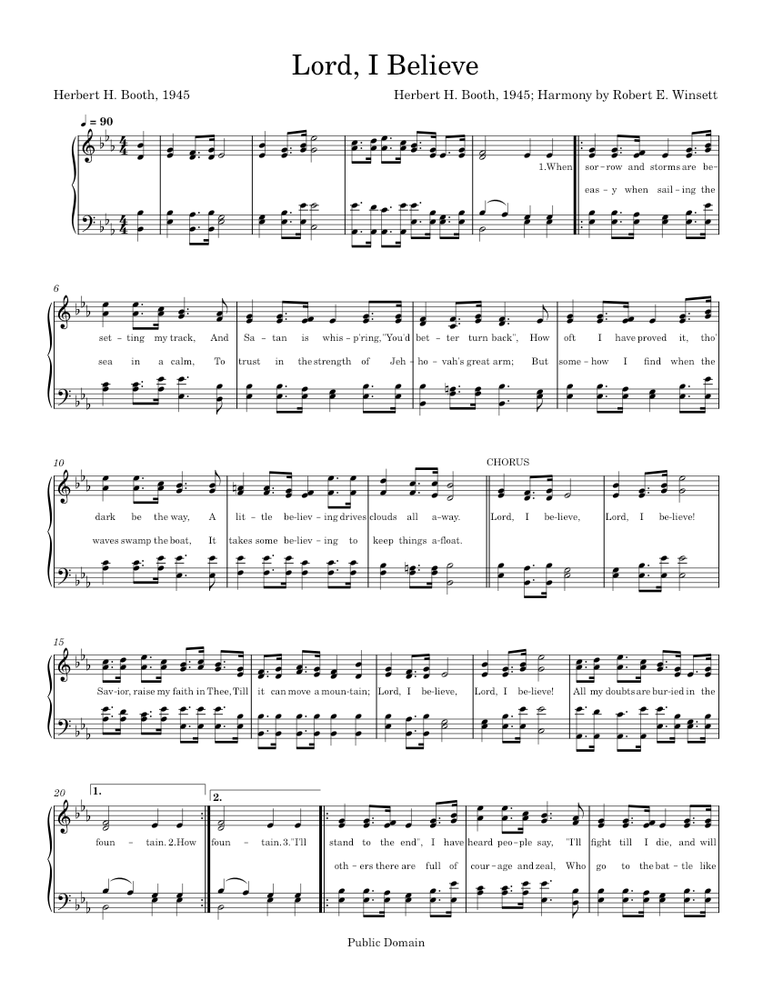 Lord, I Believe Sheet Music for Piano (Solo) | MuseScore.com