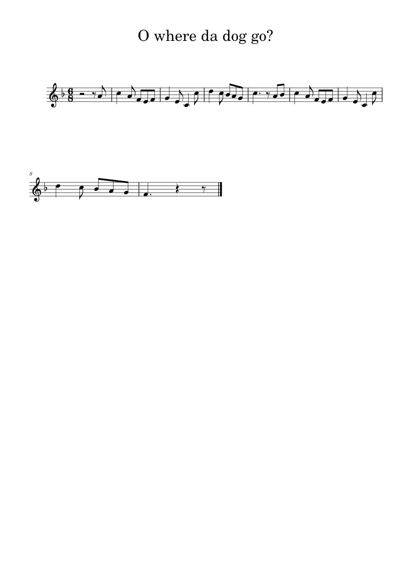 Oh Where, Oh Where Has My Little Dog Gone Sheet Music for Piano (Solo ...
