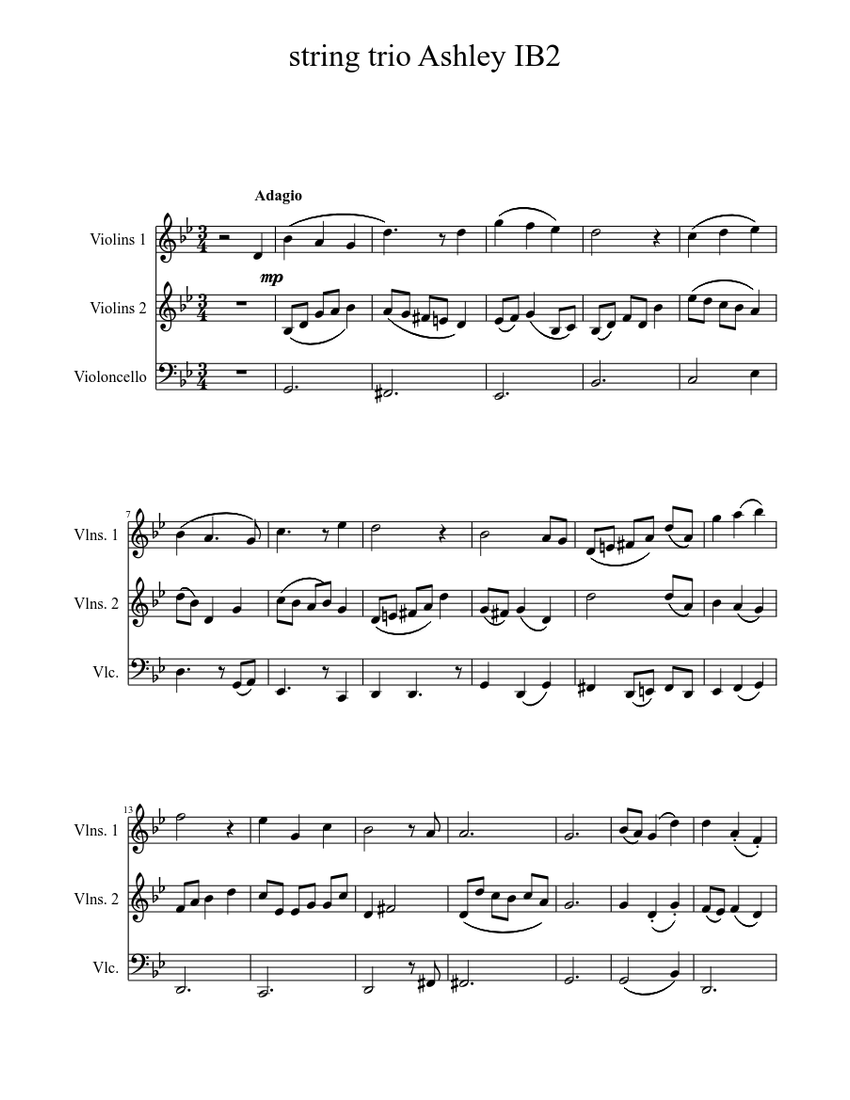 string trio Ashley IB2 Sheet music for Cello, Strings group (Mixed Trio ...