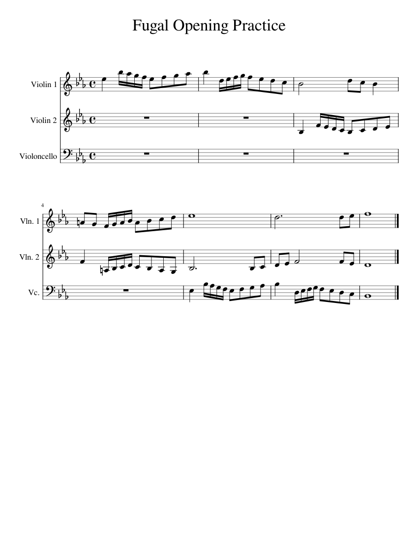 Fugal Opening Practice Sheet music for Violin, Cello (Mixed Trio ...