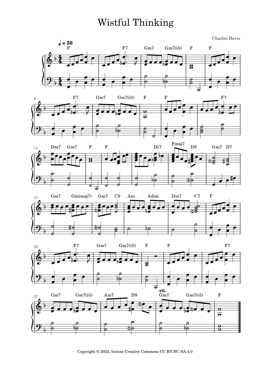 Wistful Thinking Sheet music for Piano (Solo) Easy | Musescore.com