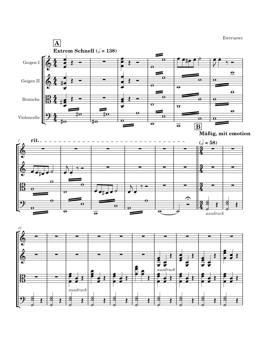happy birthday string quartet mvt 1 op. 38 Sheet Music for Violin, Viola, Cello (String Quartet ...