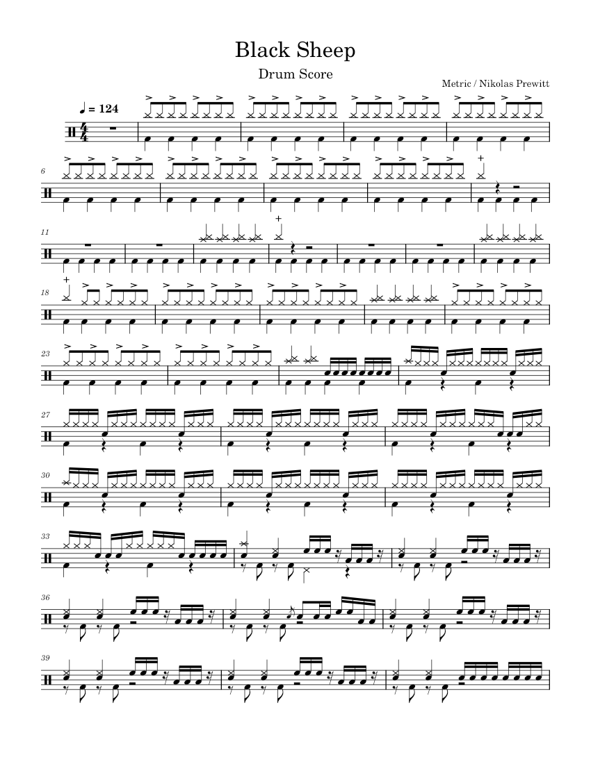 Black sheep – Metric Black Sheep Drum Score Sheet Music for Drum group (Solo) | MuseScore.com