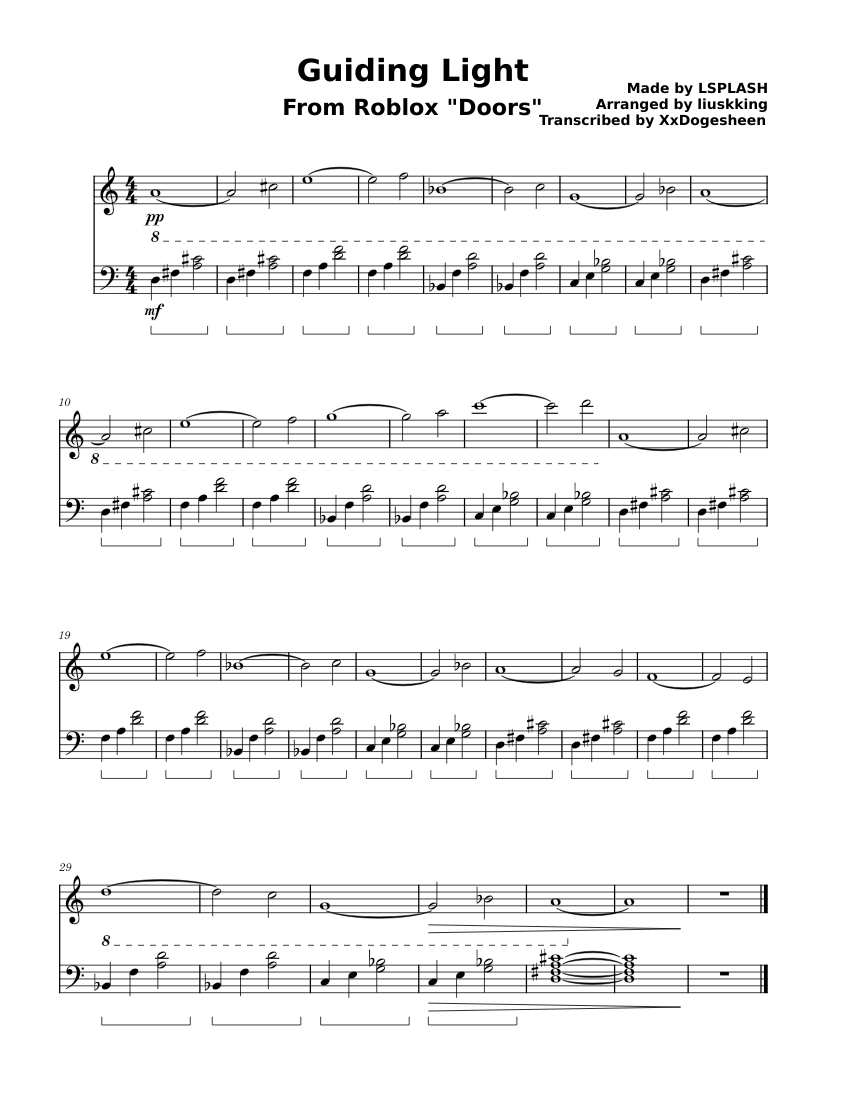 Guiding Light - LSPLASH - Piano Sheet Music for Piano (Solo) easy ...