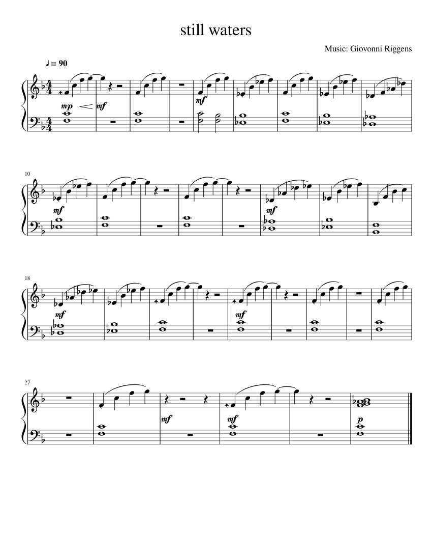 Still Waters Sheet Music for Piano (Solo) Easy | MuseScore.com