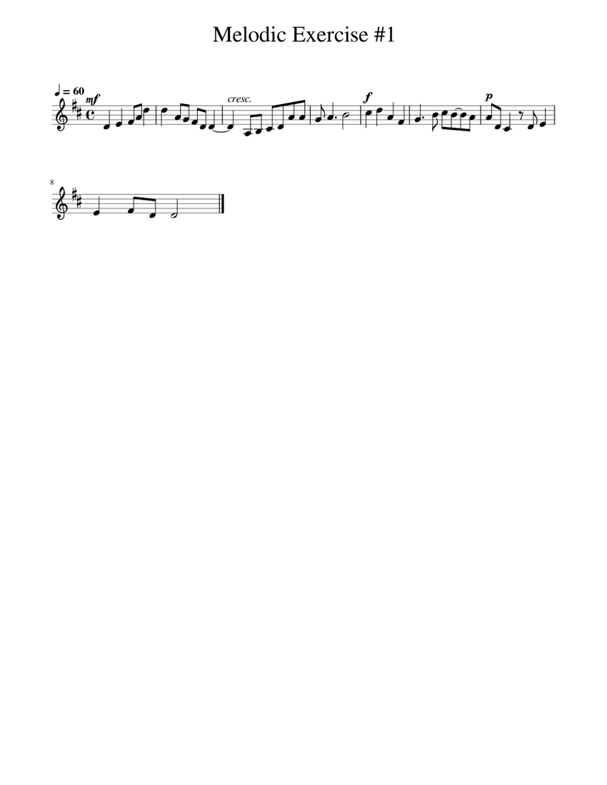 Melodic Exercise #1 Sheet music for Piano (Solo) | Musescore.com