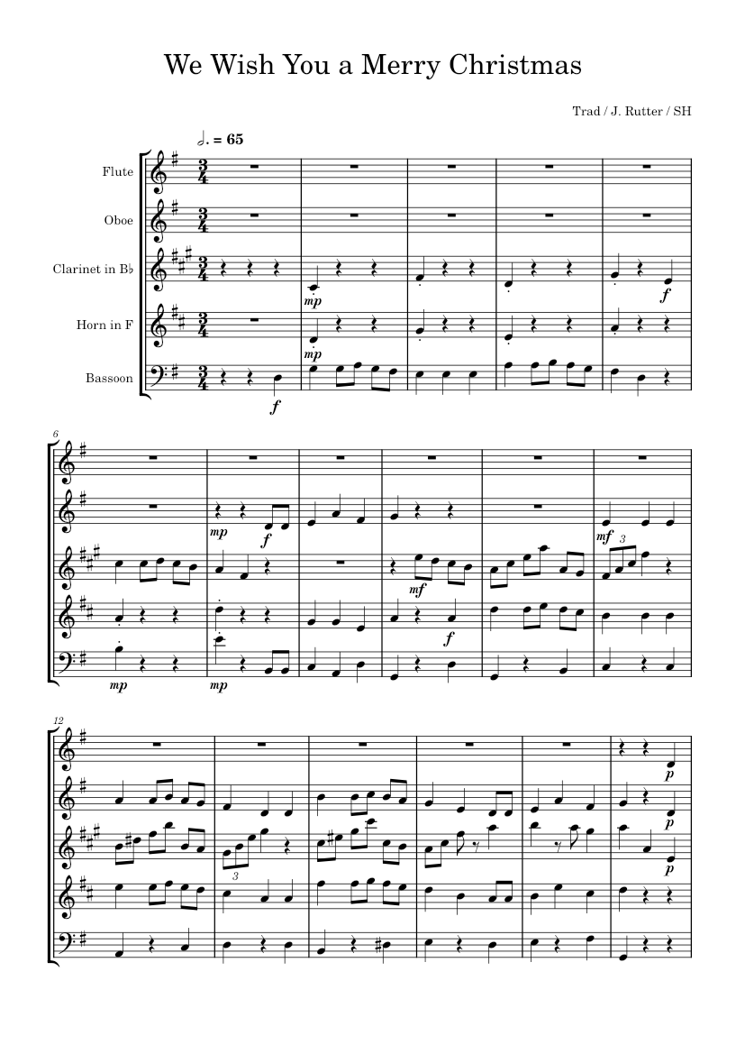 We Wish You a Merry Christmas – Wind Quintet - John Rutter Sheet music ...