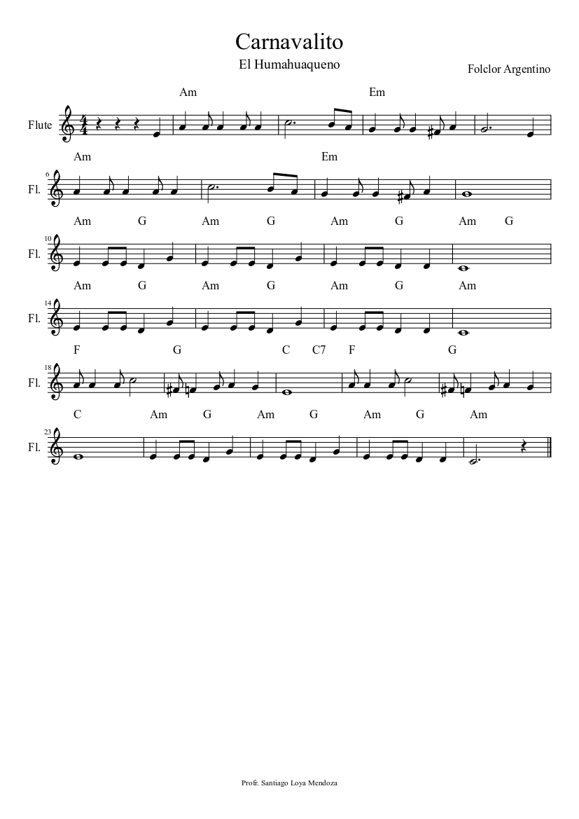 Carnavalito Sheet music for Flute (Solo) | Musescore.com