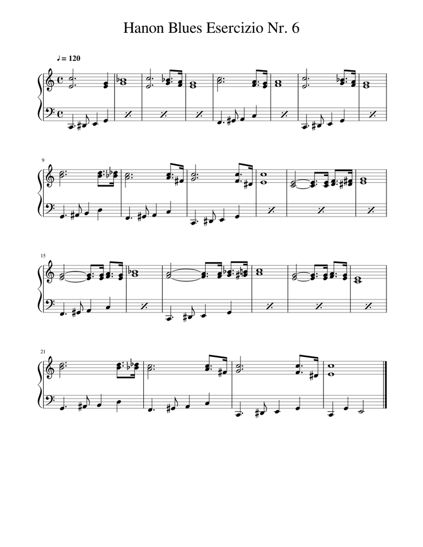 Hanon Blues Esercizio Nr. 6 Sheet music for Piano (Solo) | Musescore.com