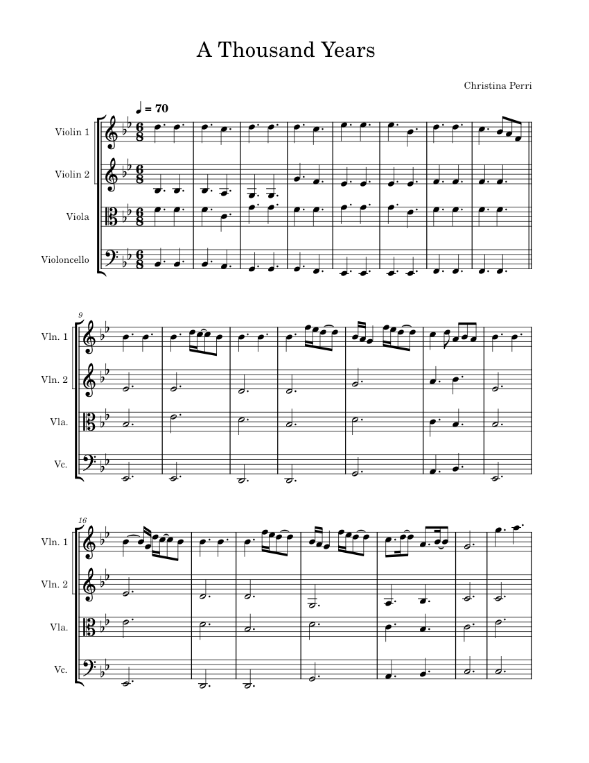 A thousand years – Christina Perri Sheet music for Violin, Viola, Cello ...