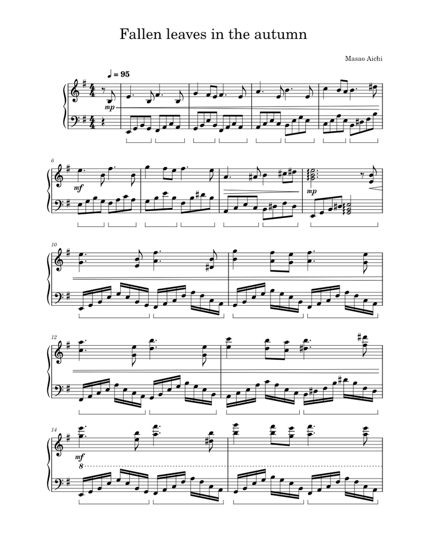 Fallen leaves in the autumn Sheet music for Piano (Solo) | Musescore.com
