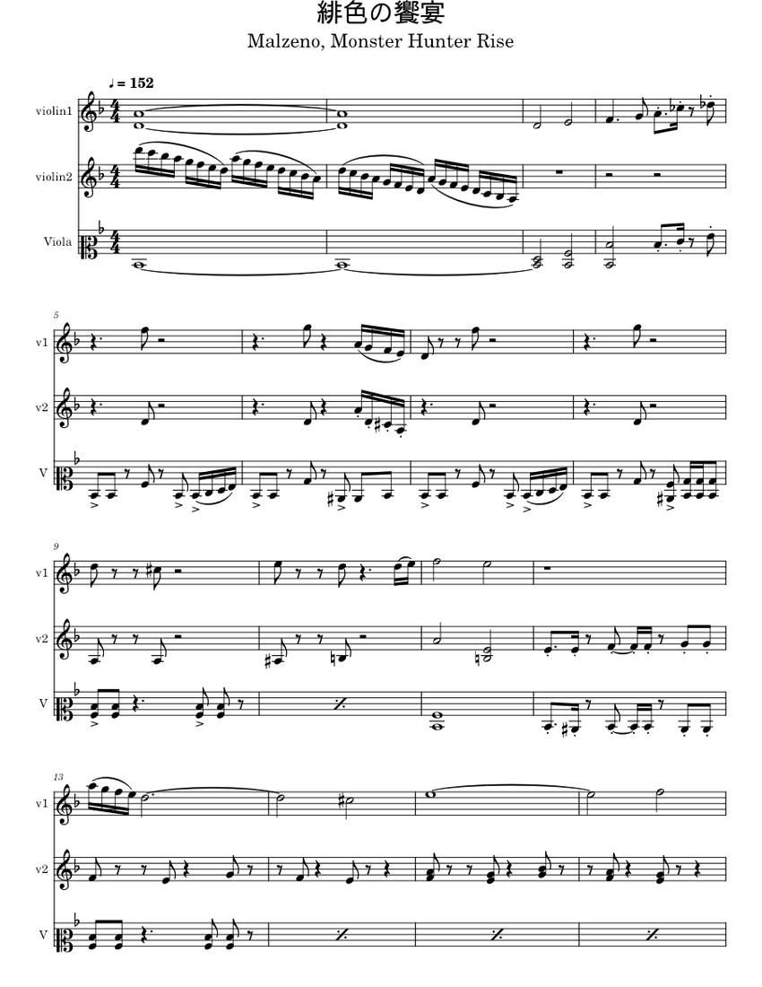 Scarlet Feast – Satoshi Hori from MH Rise Malzeno battle theme Sheet ...