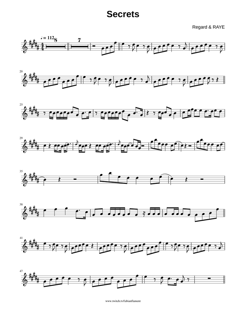Secrets - Regard Sheet music for Trumpet in b-flat (Solo) | Musescore.com