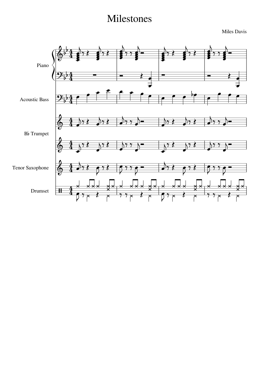 Milestones Sheet music for Piano, Saxophone tenor, Trumpet in b-flat ...