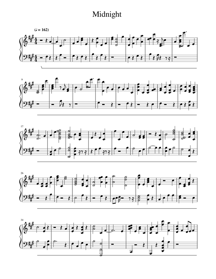 Midnight Sheet music for Piano (Solo) | Musescore.com