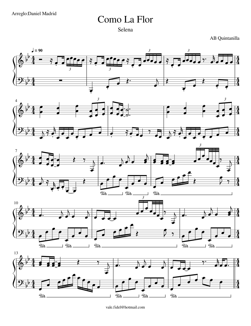 Como La Flor Sheet music for Piano (Solo) | Musescore.com