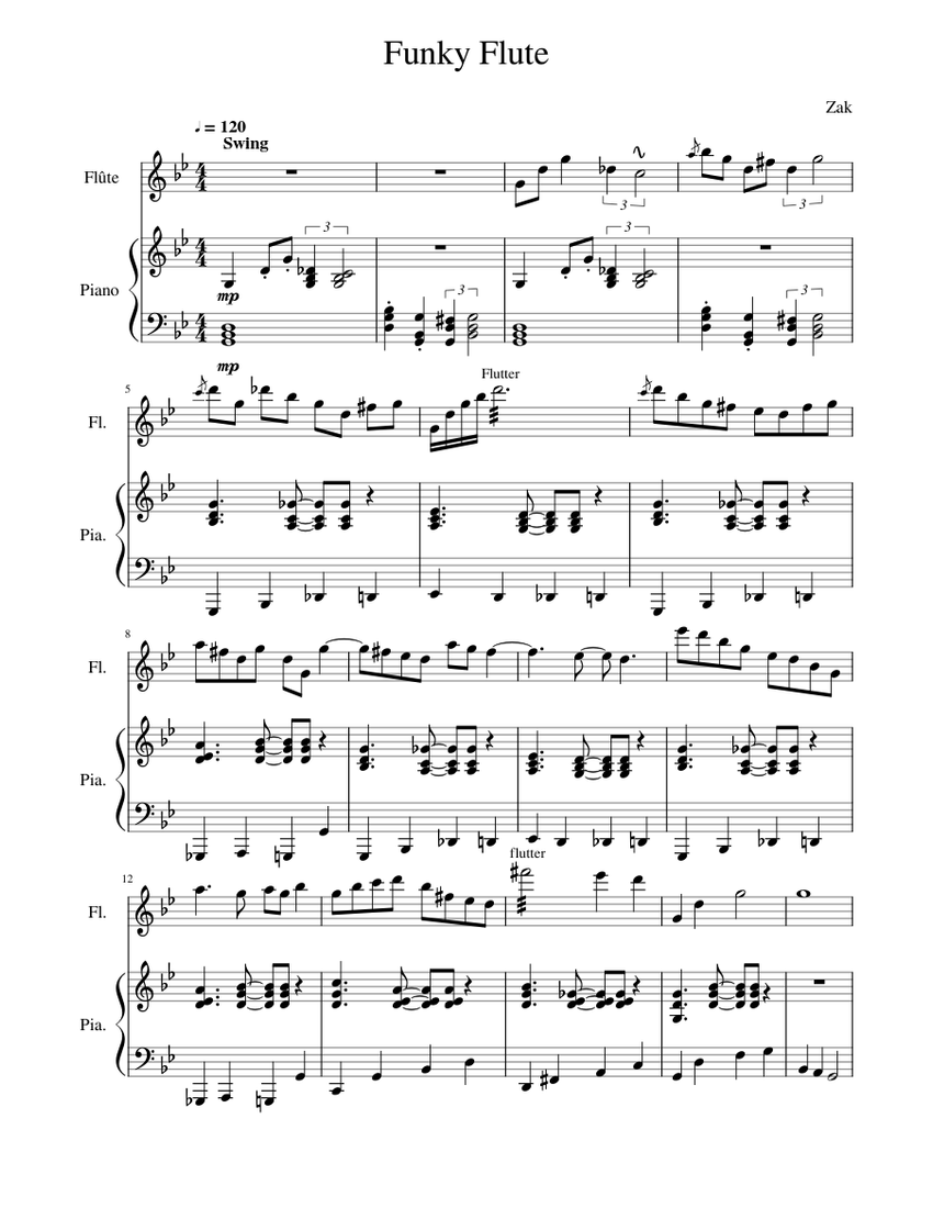 Funky Flute Sheet music for Piano, Flute (Mixed Duet) | Musescore.com