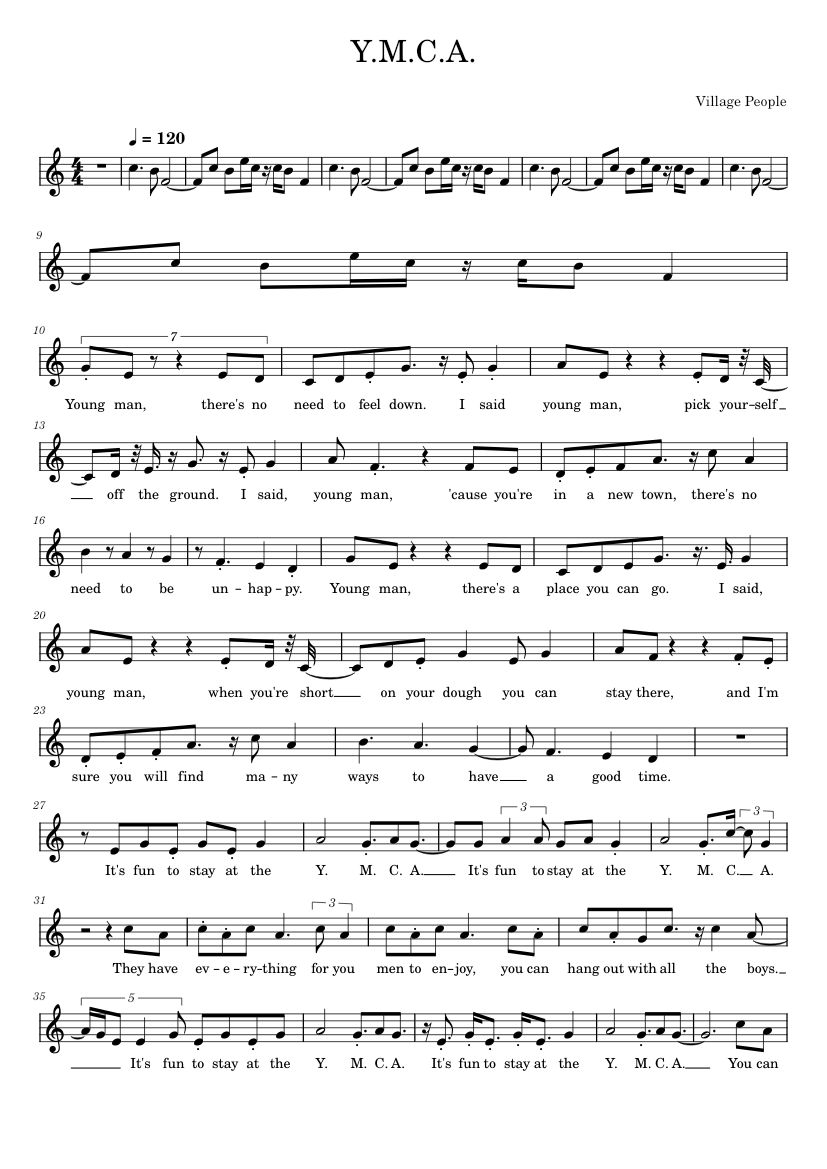 Y.M.C.A. - Village People Sheet music for Flute other (Mixed Ensemble ...