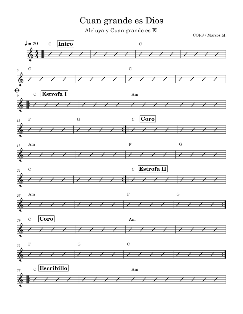 Cuan grande es Dios Sheet Music with Chords for Piano (Solo) easy ...