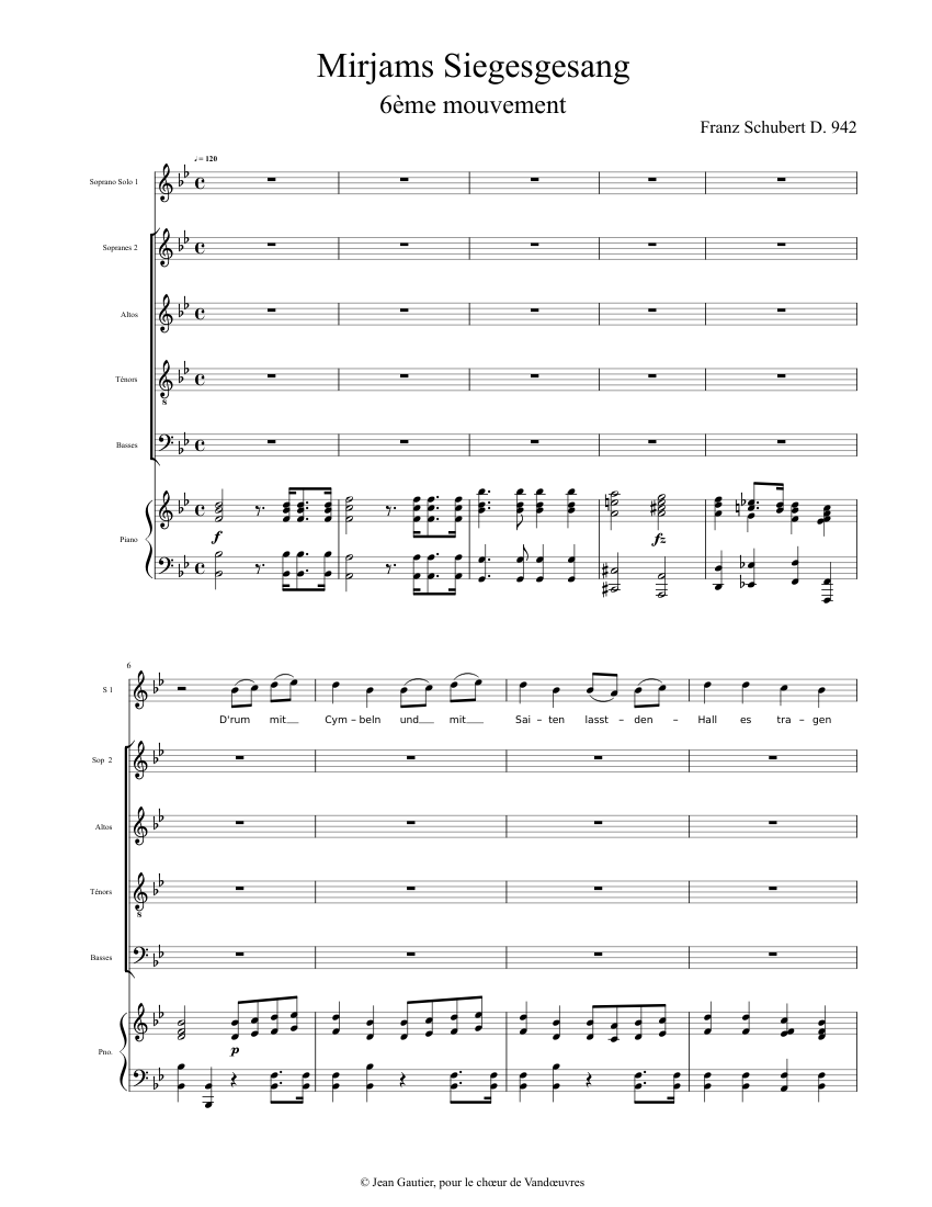 Mirjams_Siegesgesang 6 Sheet music for Piano, Soprano, Tenor, Alto ...