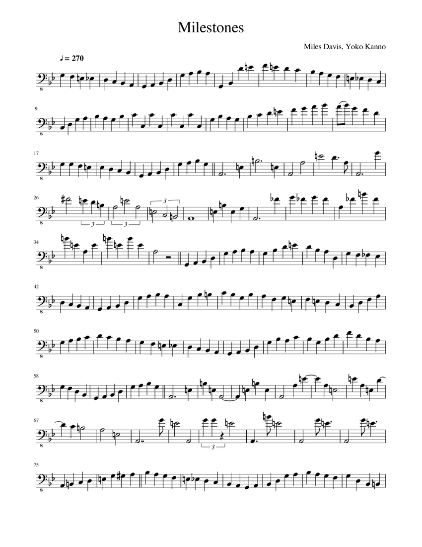 Milestones - Yoko Kanno (Sakamichi no Apollon OST.) [Bass] Sheet music ...
