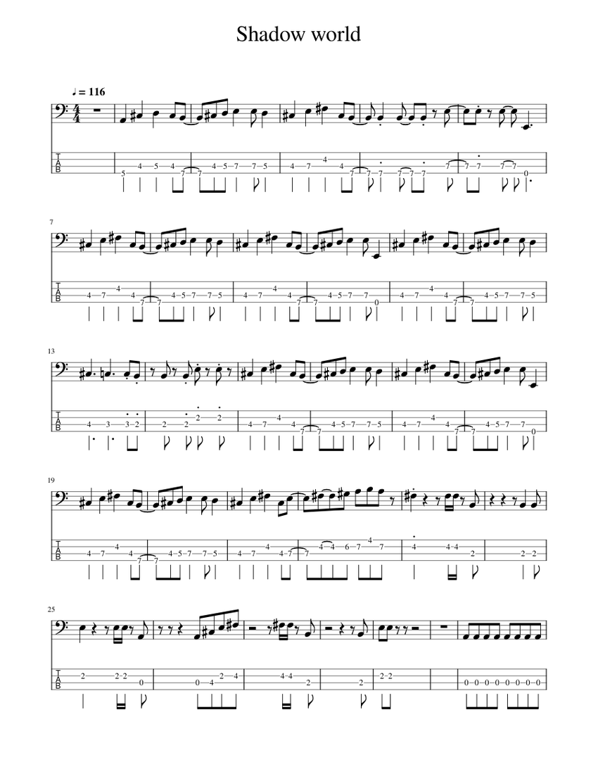 Shadow world [Persona 4] Bass tab - piano tutorial
