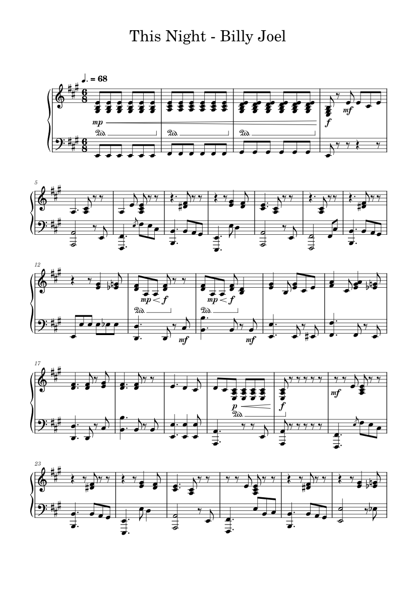 This Night – Billy Joel Piano Cover (by lordkoopus) Sheet music for Piano (Solo) | Musescore.com