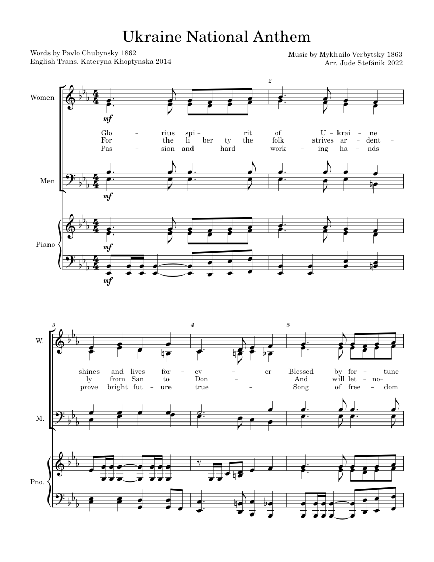 Shche ne vmerla Ukrainy National Anthem of Ukraine – Mykhaylo ...