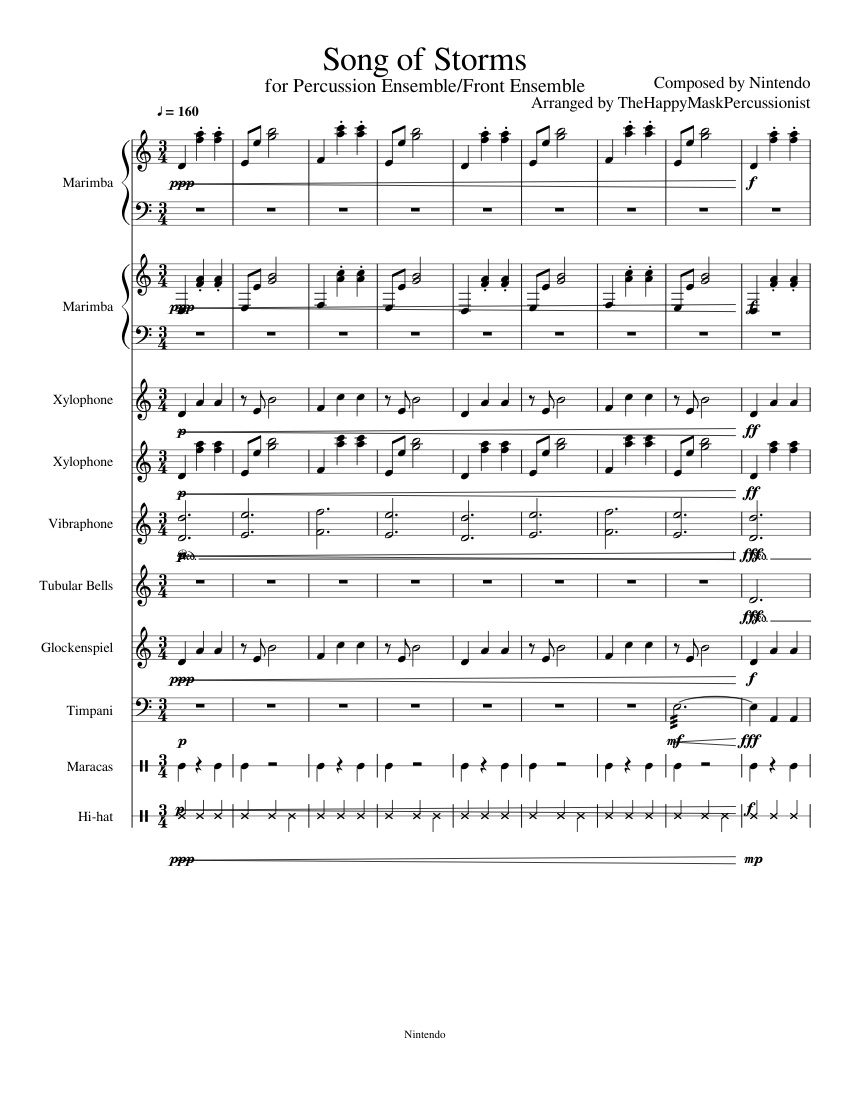 Song of Storms for Percussion/Front Ensemble Sheet music for Timpani ...