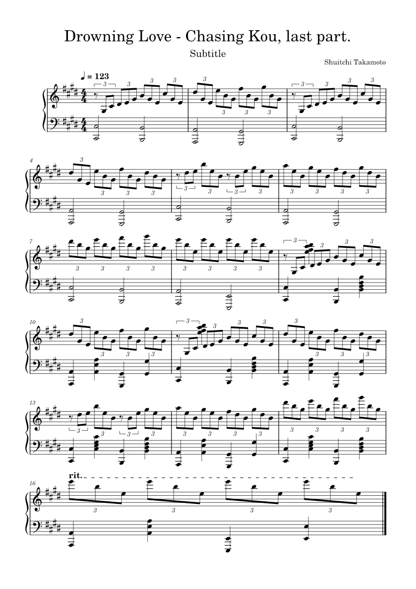 Drowning Love – Shuichi Sakamoto Sheet Music for Piano (Solo) Easy ...
