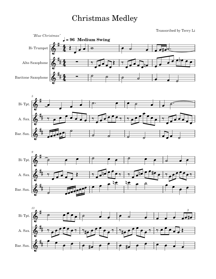 Christmas Medley Trio Sheet music for Saxophone alto, Saxophone ...